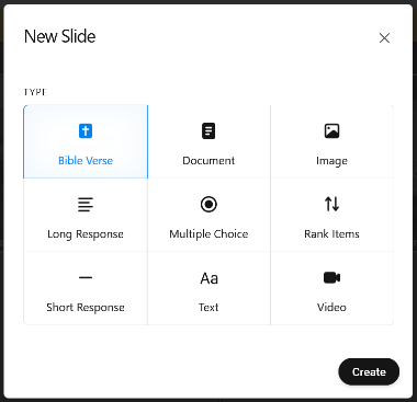 How do I add a Bible Verse slide to Interactive Content?