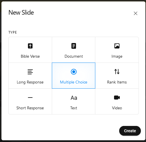 How do I add a Multiple Choice slide to Interactive Content?