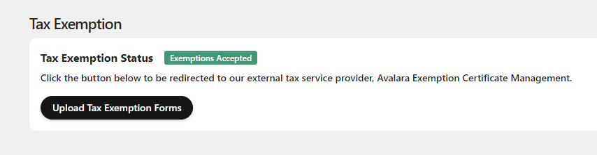 How can I see my organization’s Tax Exemption status?