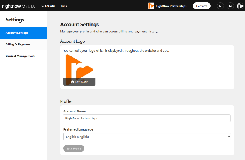 How do I access my organization’s Account Settings?