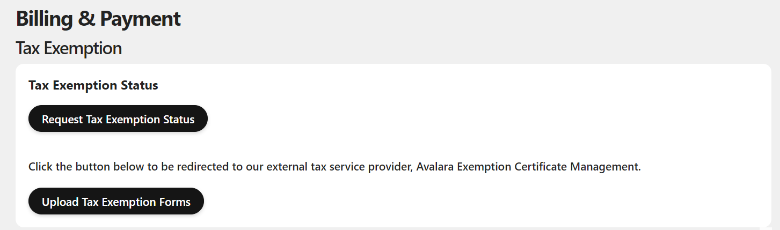 How can I see my organization’s Tax Exemption status?