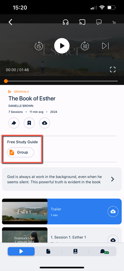 How do I access the Study Guide within the content player?