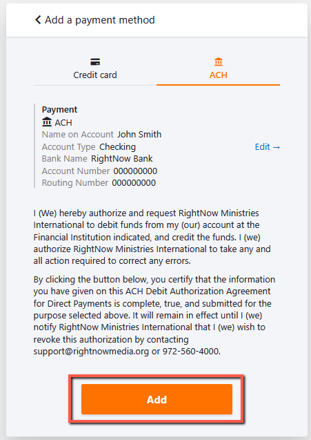 How do I add/update ACH information?